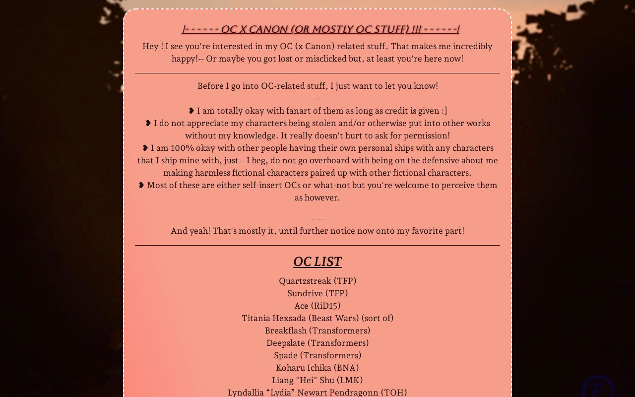 Librarian's OC Carrd